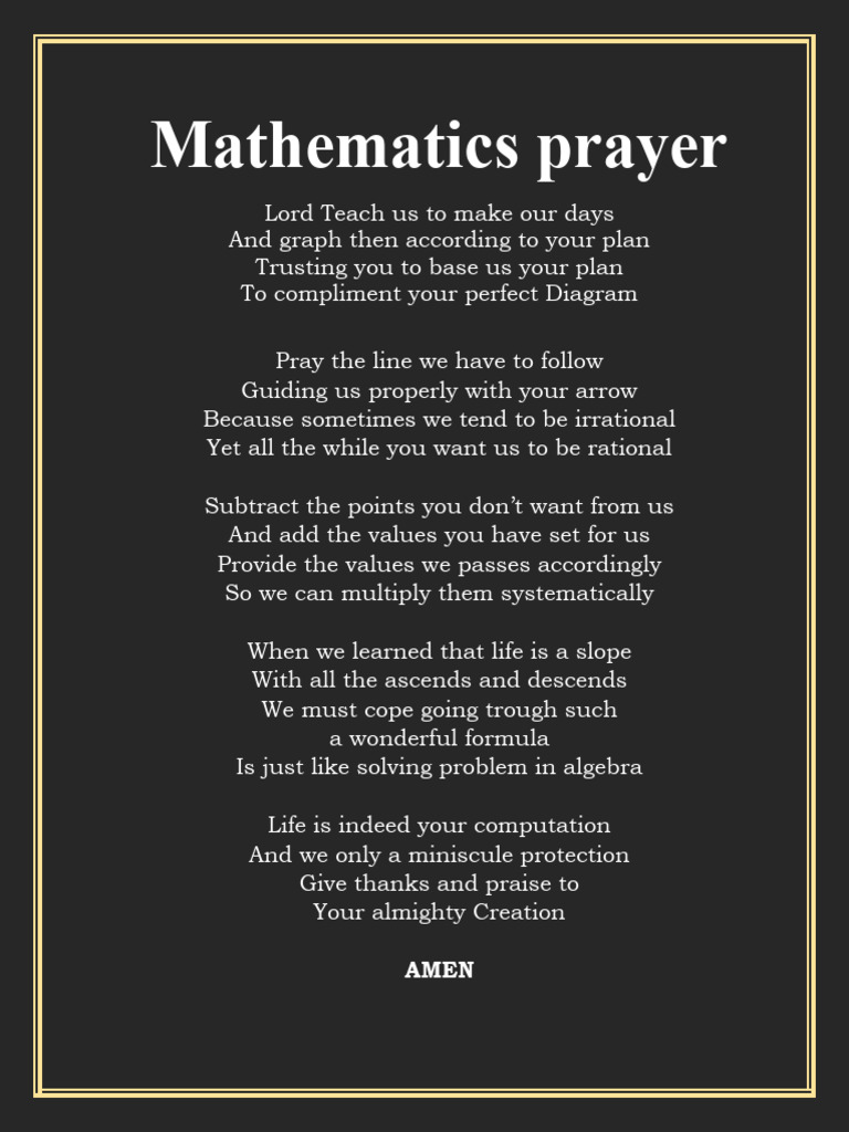 Mathematics Prayer | PDF