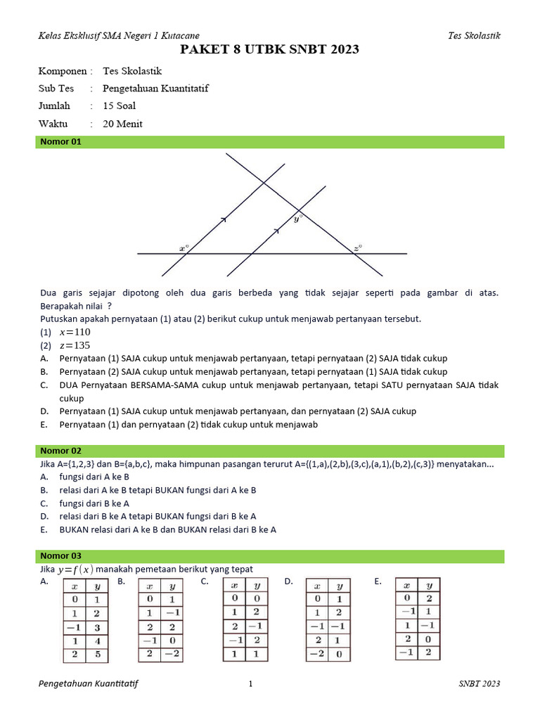 Paket 8 Utbk SNBT 2023 - Pengetahuan Kuantitatif | PDF