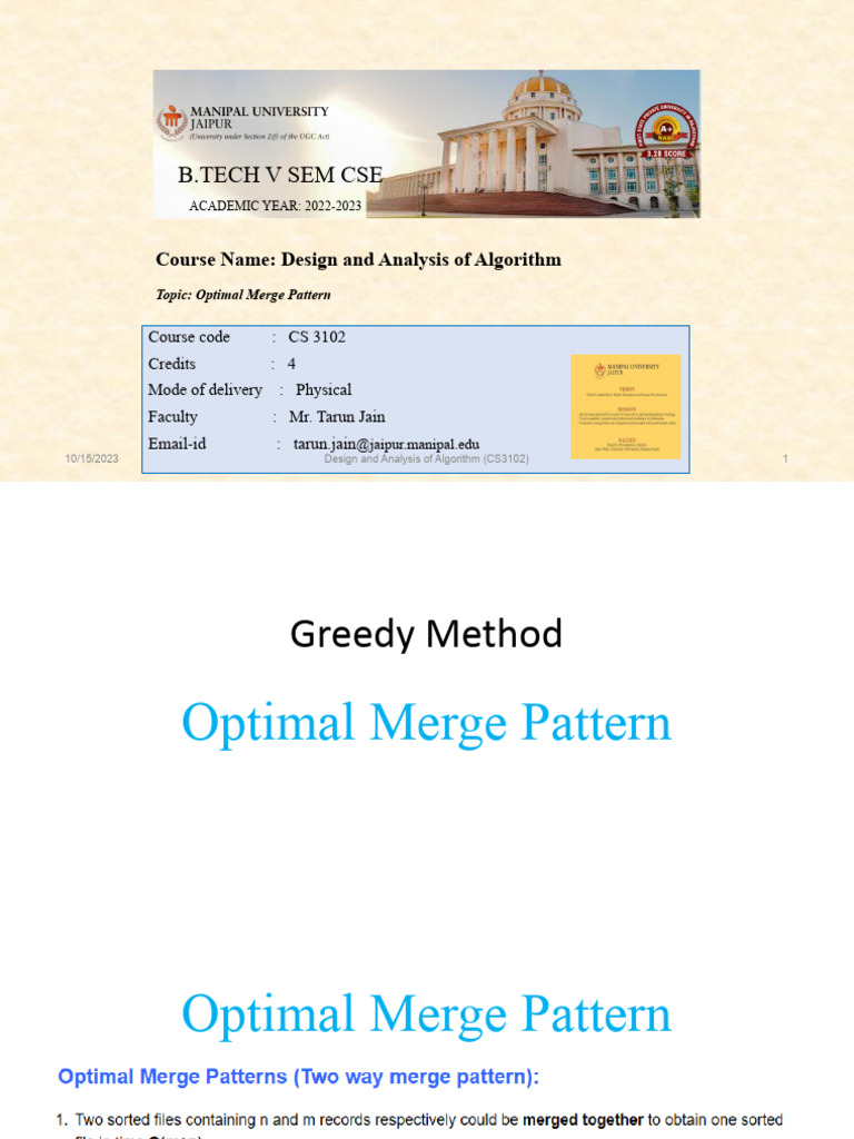 Optimal Merge Pattern (Greedy Method) | PDF