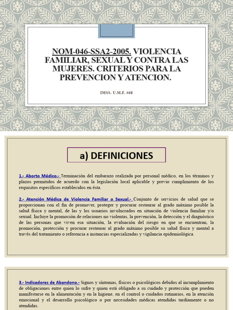 NOM-046-SSA2-2005 | PDF | La violencia contra las mujeres | Violencia doméstica