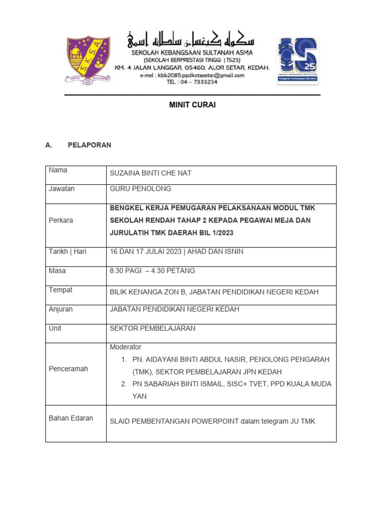 Minit Curai TMK | PDF