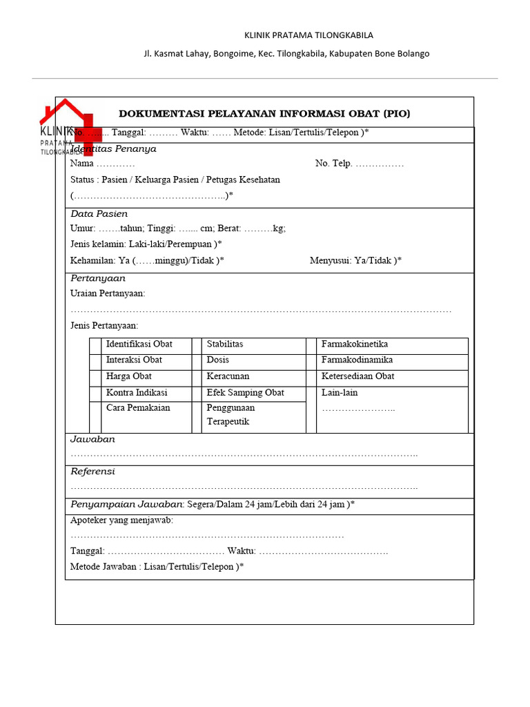 Dokumentasi Pelayanan Informasi Obat Pdf