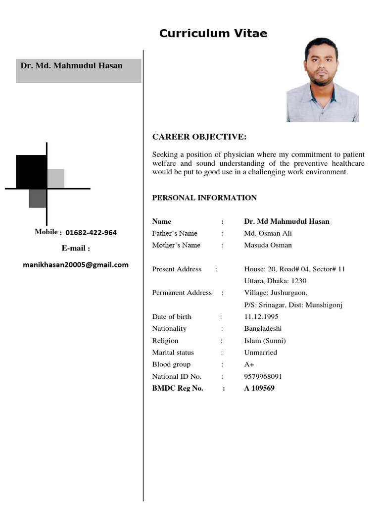 DR - Manik CV | PDF | Medical School | Public Services DR - Manik CV | PDF | Medical School | Public Services