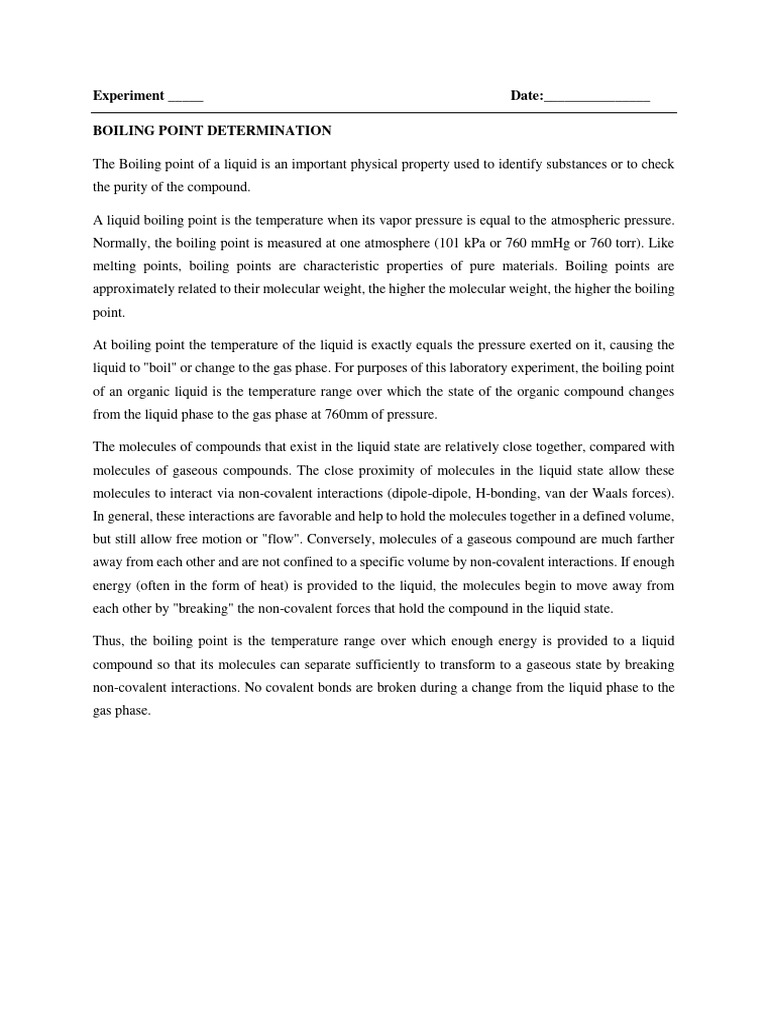 Boiling Point Determination Experiment | PDF