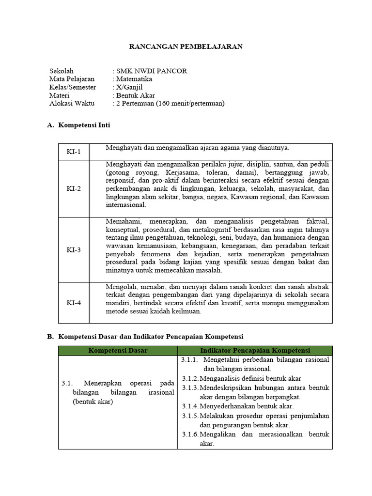 Rancangan Pembelajaran Bentuk Akar | PDF | Seni & Disiplin Bahasa | Sains & Matematika
