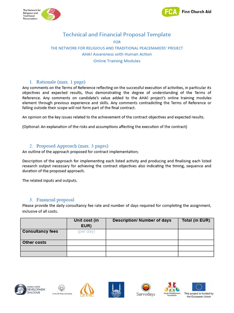 Technical Financial Proposal AHA Training Modules | PDF
