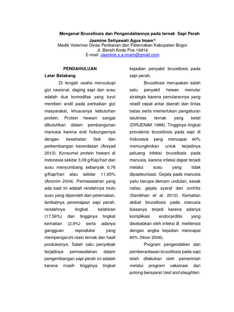 Drh. Jasmine SAI - KTI Mengenal Brucelosis Pada Sapi | PDF