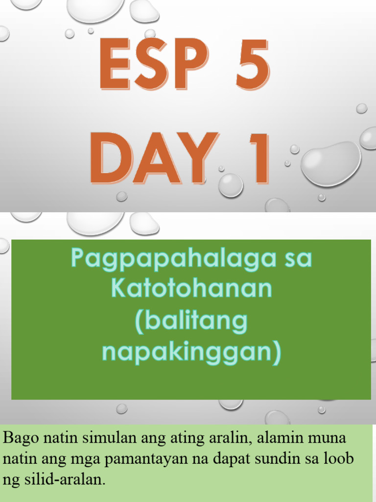 Esp Week 1 d1 5 | PDF