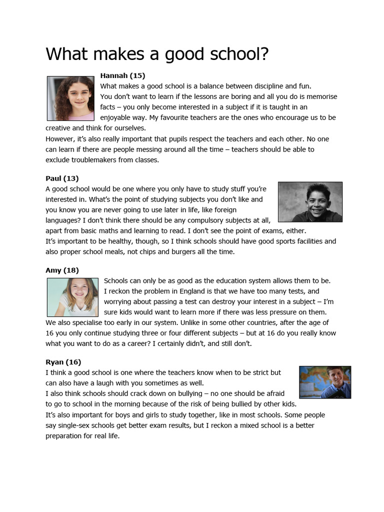 What Makes A Good School | PDF | Teachers | Schools