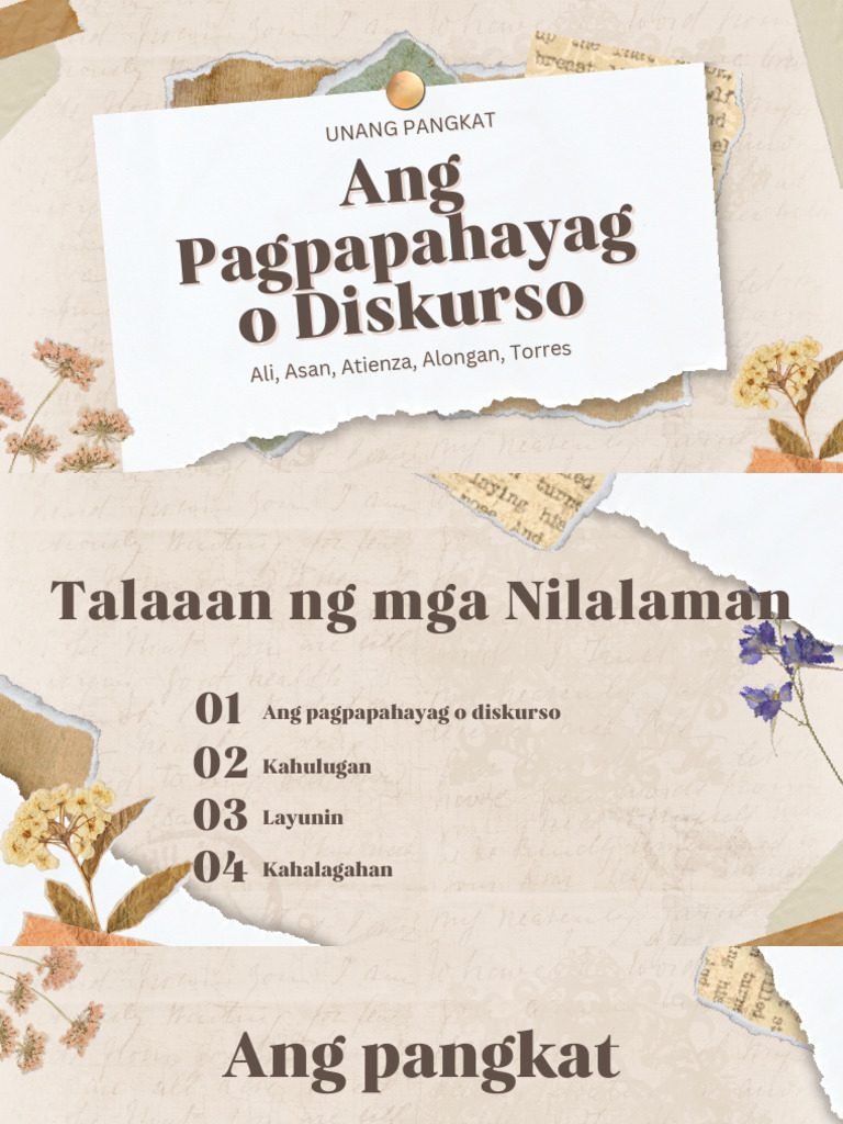 Ang Pagpapahayag o Diskurso | PDF