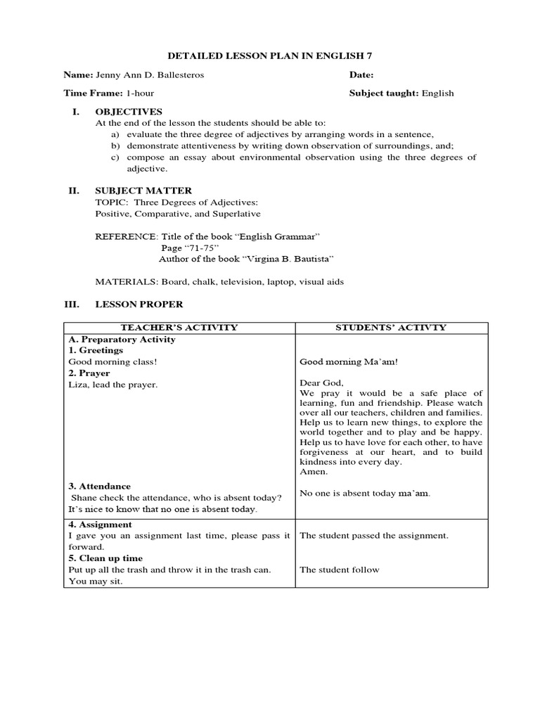 DLP in ENGLISH 7 For DEMO | PDF | Adverb | Adjective