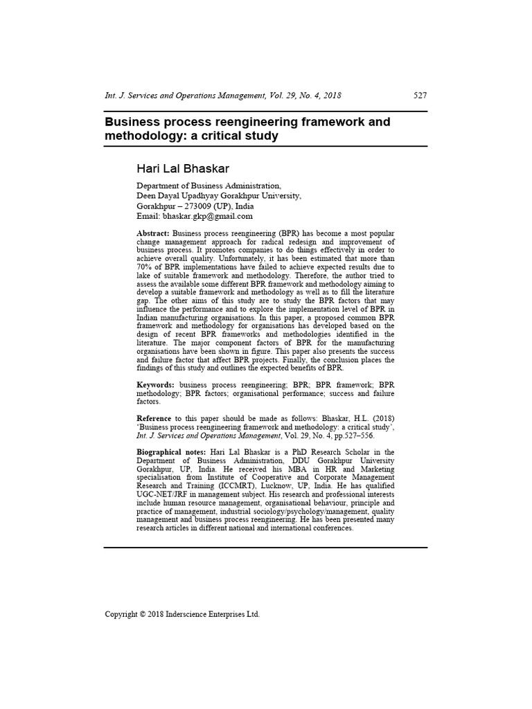 Bhaskar 2018 | PDF | Business Process | Business