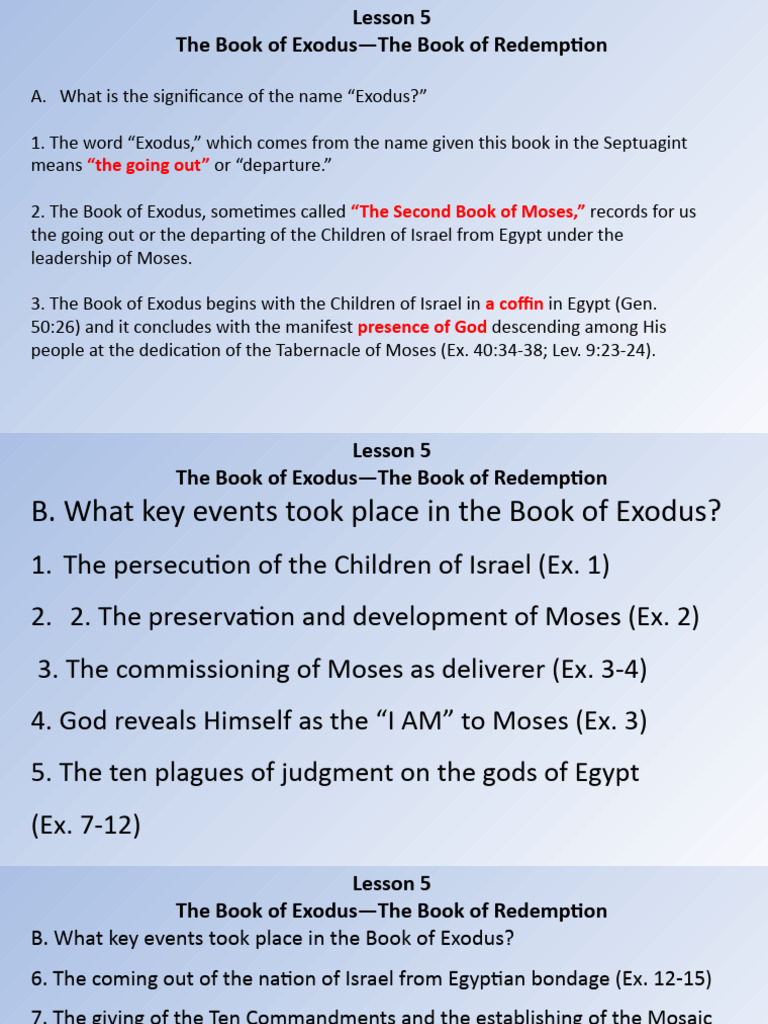 Lesson 5-Exodus | PDF | Book Of Exodus | The Exodus