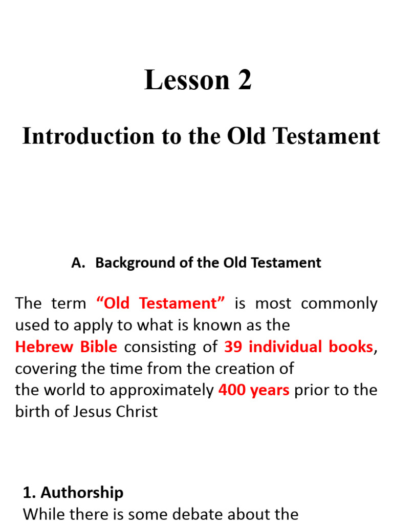Lesson 2 Introduction to the Old Testament | PDF