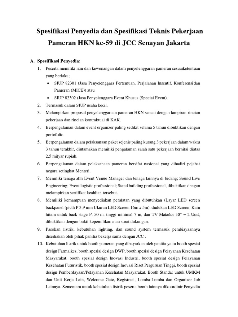Spesifikasi HHTR | PDF