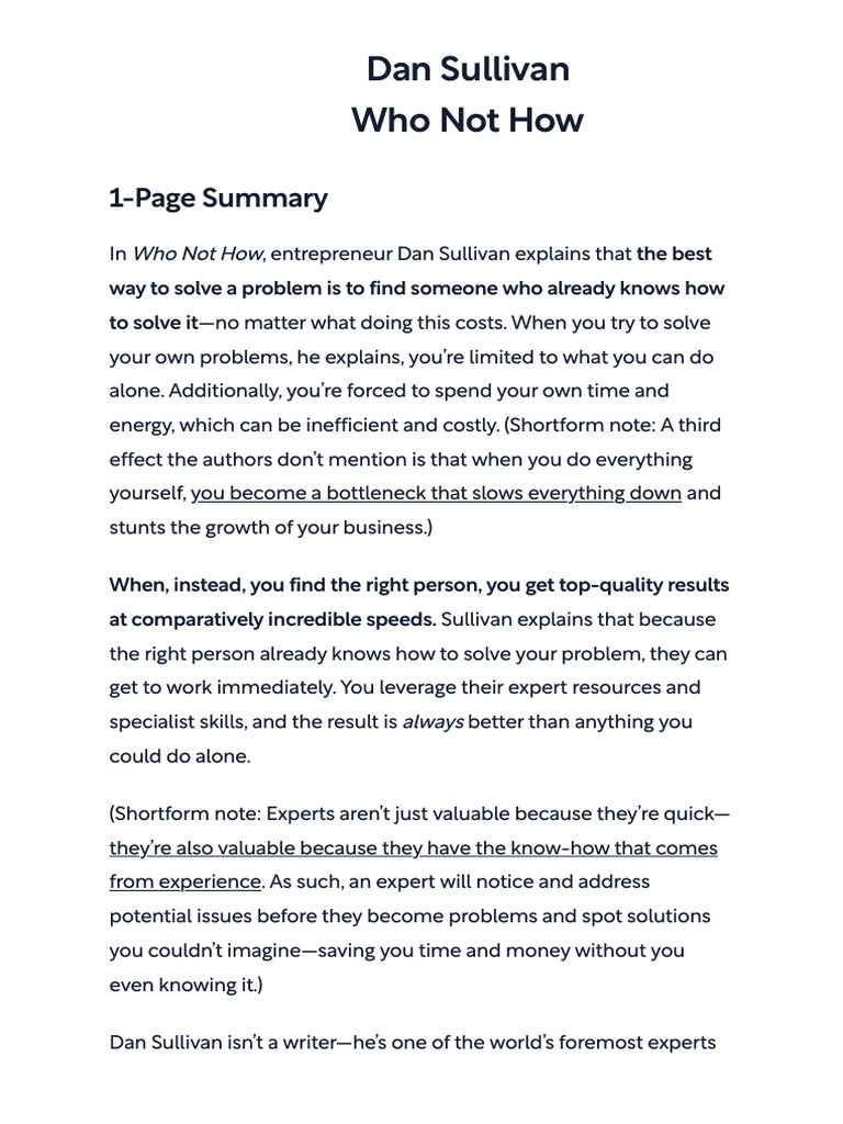 Who Not How - Dan Sullivan | PDF | Entrepreneurship | Goal