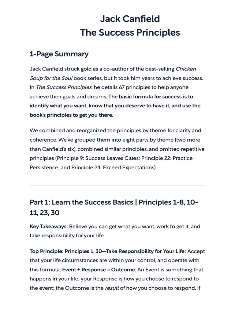 The Success Principles - Jack Canfield | PDF | Thought | Self Esteem