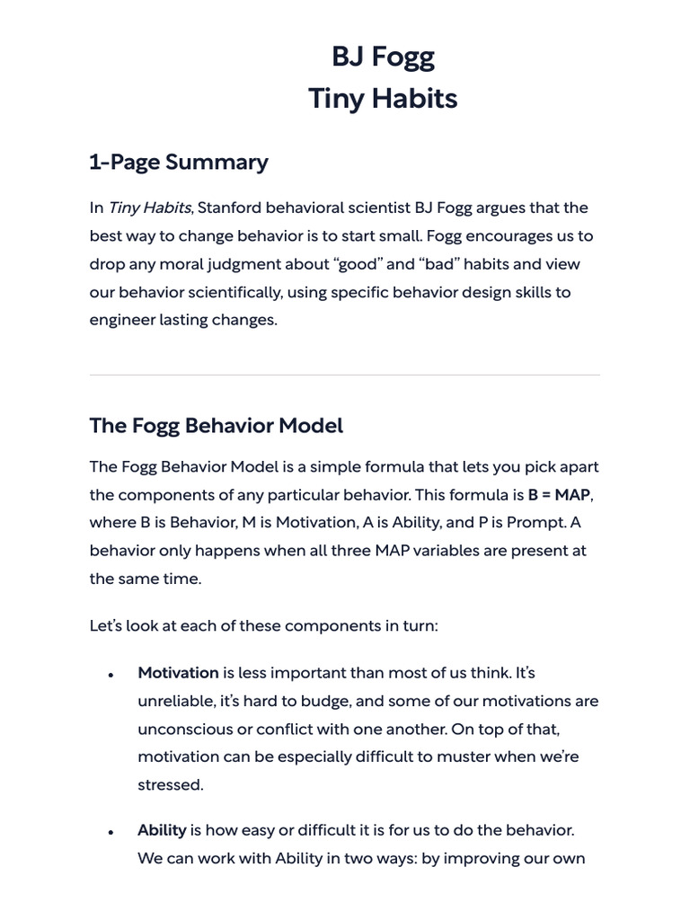 Tiny Habits - BJ Fogg | PDF | Motivational | Motivation