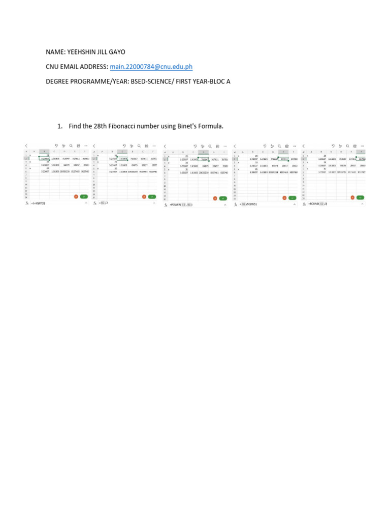 Screenshots (Binet's Formula Activity) | PDF