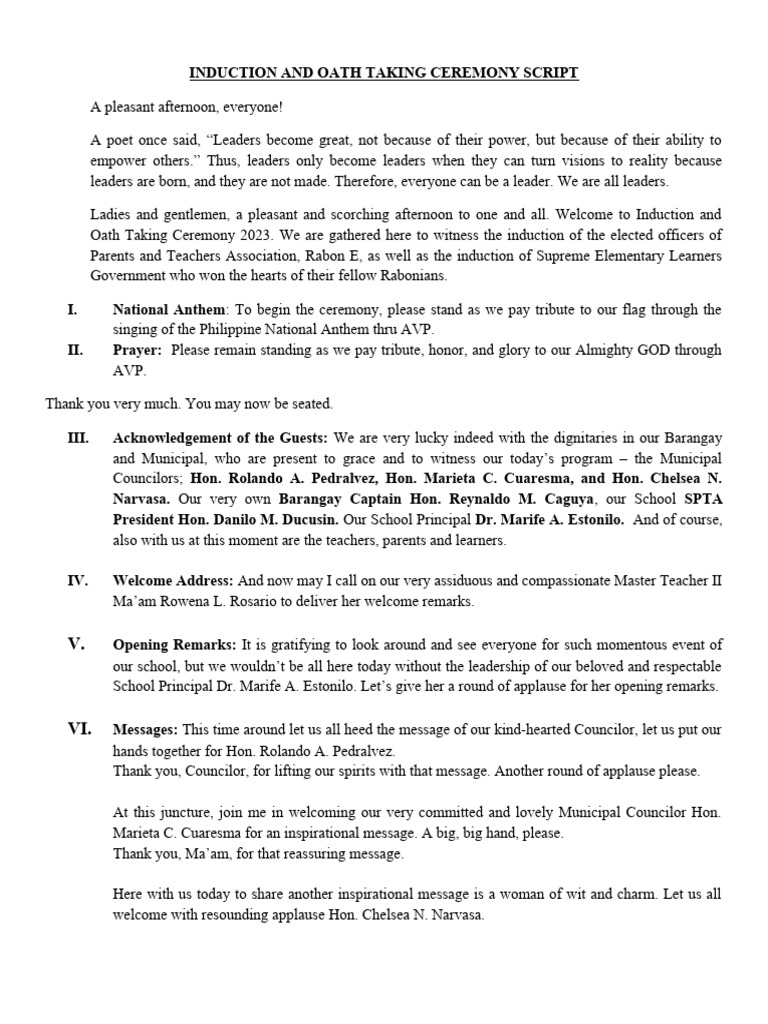 Induction Script Pdf 