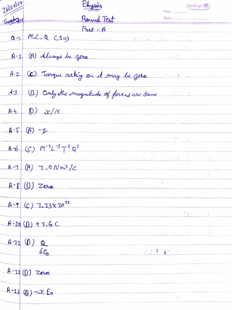 26-11-20 Physics Round Test Kazi Samin | PDF