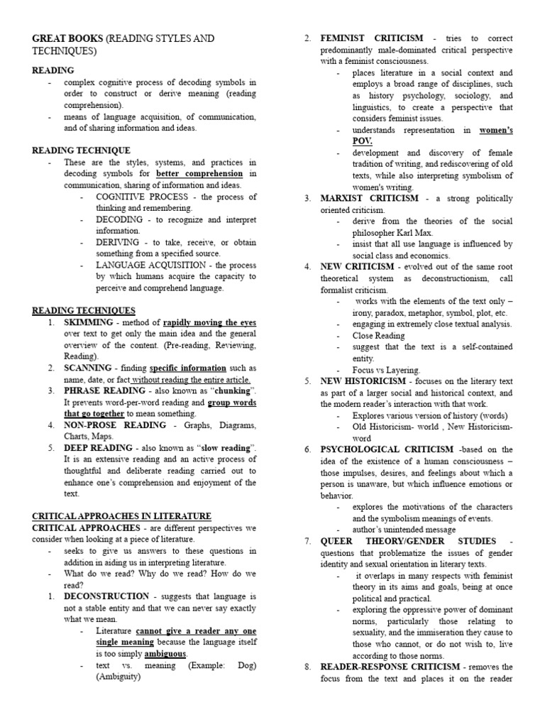 Great Books (Introduction Notes) | PDF | One Thousand And One Nights ...