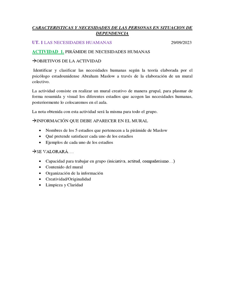 Pirámide de Maslow: Actividad Grupal Creativa | PDF