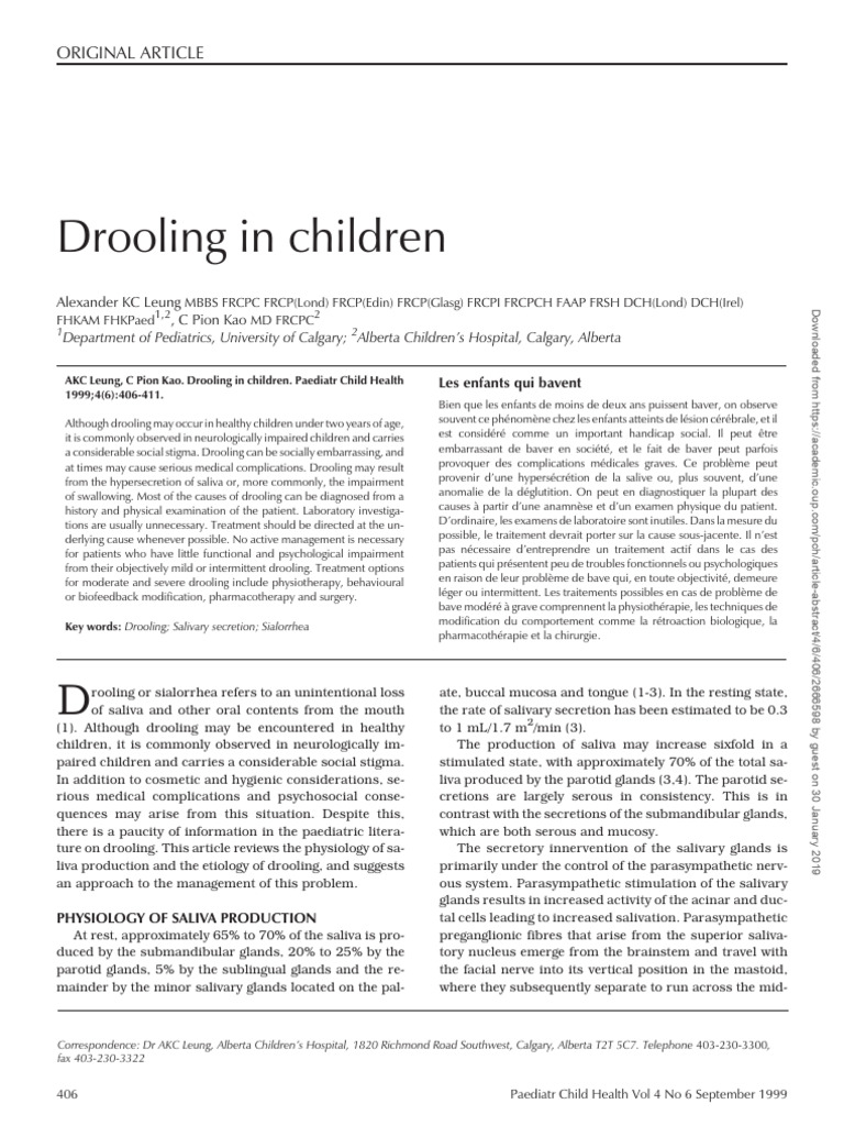 Drooling in Children 1999 | PDF | Médecine clinique | Physiologie