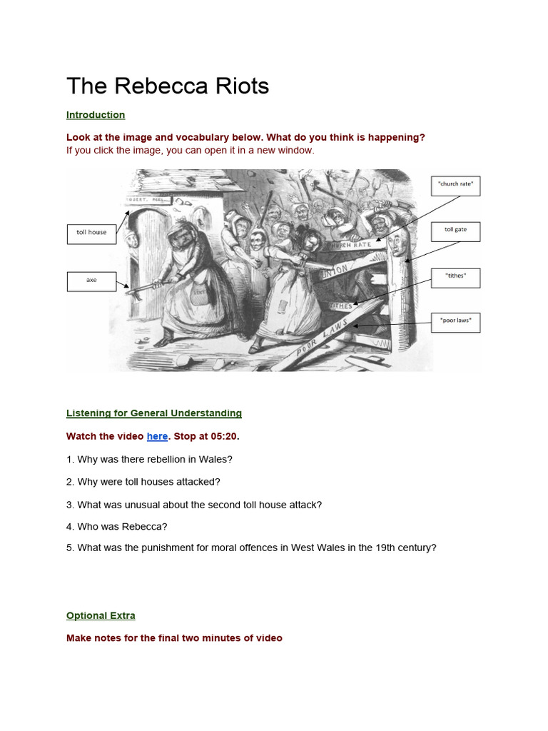 An English Lesson On The Rebecca Riots | PDF