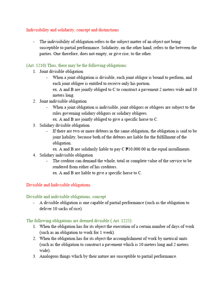 Indivisibility-Solidarity-Concept-distinction | PDF | Private Law | Justice