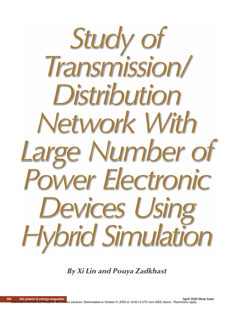 Study of Transmission Distribution Network With Large Number of Power Electronic Devices Using ...