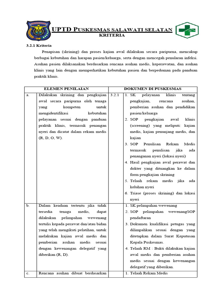 Dokumen Telusur Standar 3.2 Pemberian Asuhan | PDF | Kesehatan Holistik