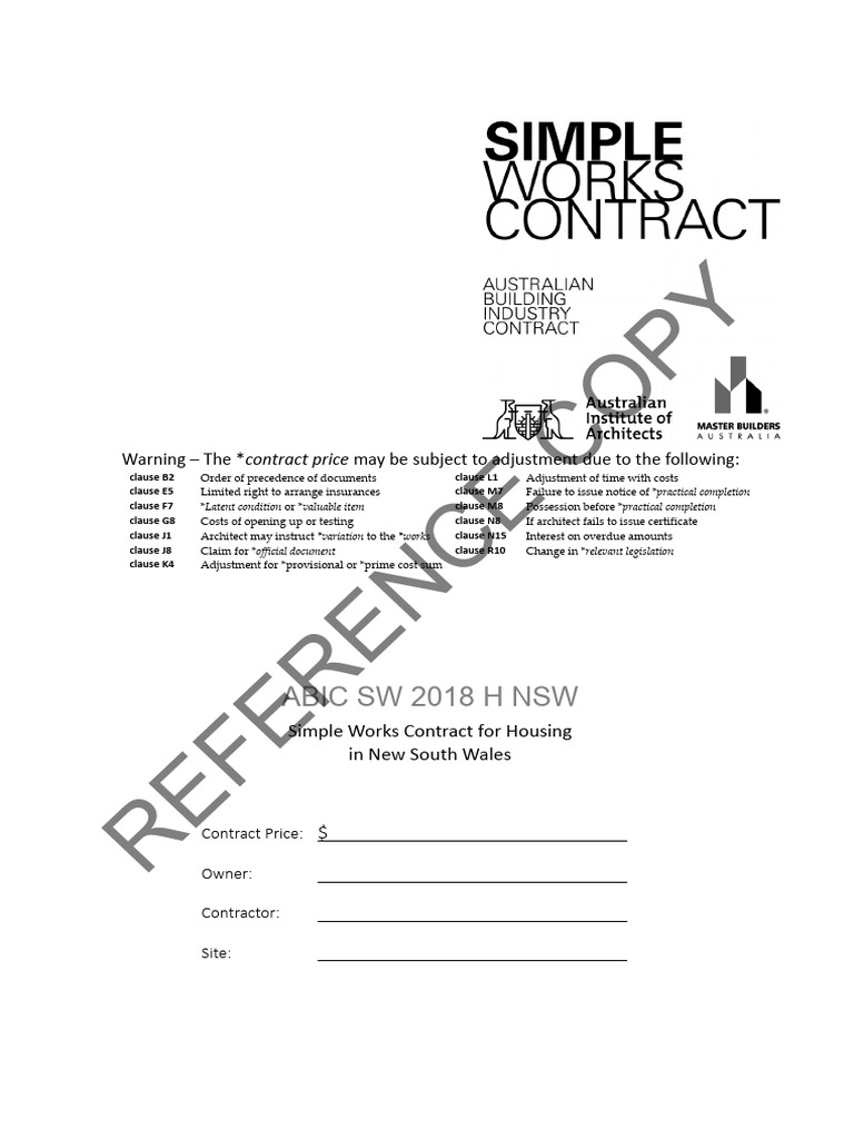 ABIC_Simple Works Contract (1) | PDF | Insurance | Civil Law (Legal System)