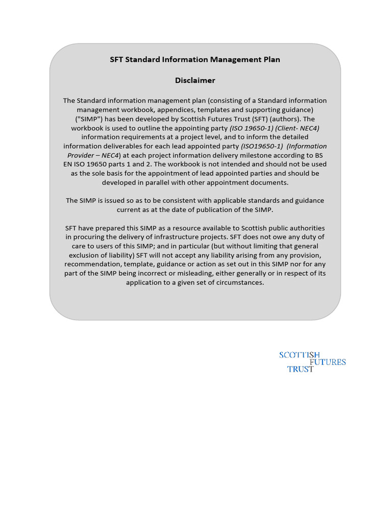 SFT Standard Information Management Plan | PDF