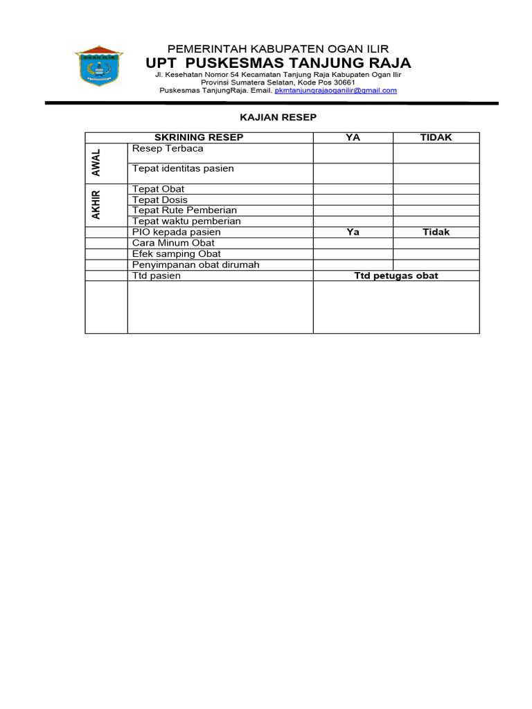 Form Kajian Resep | PDF