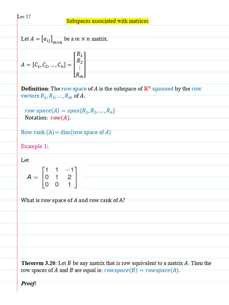 Lec17 - 06 10 2023 | PDF | Linear Map | Linear Subspace