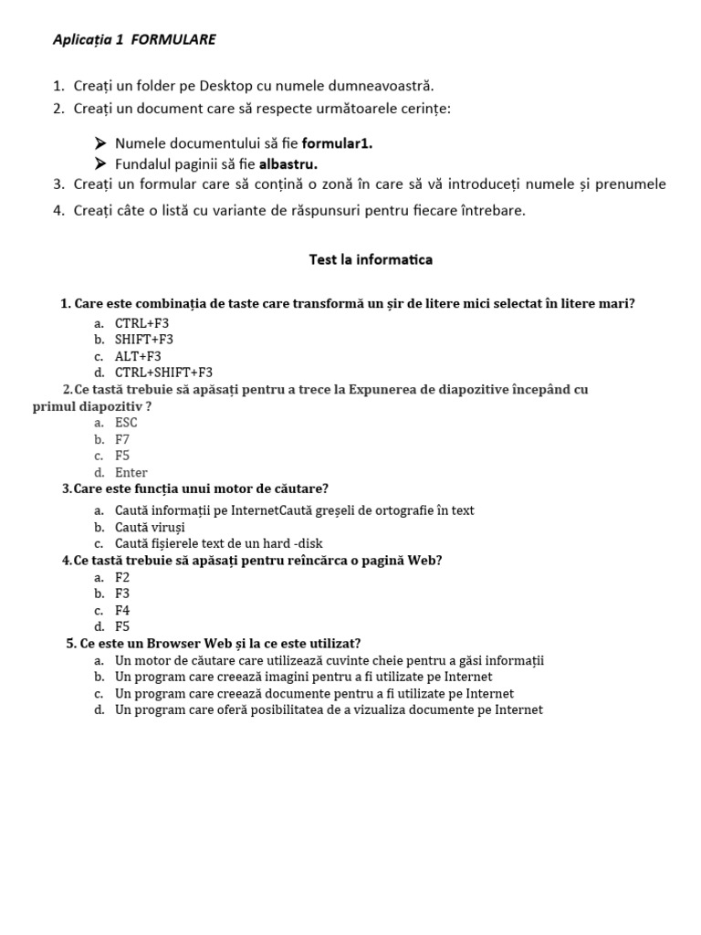 Formulare Aplicatii | PDF
