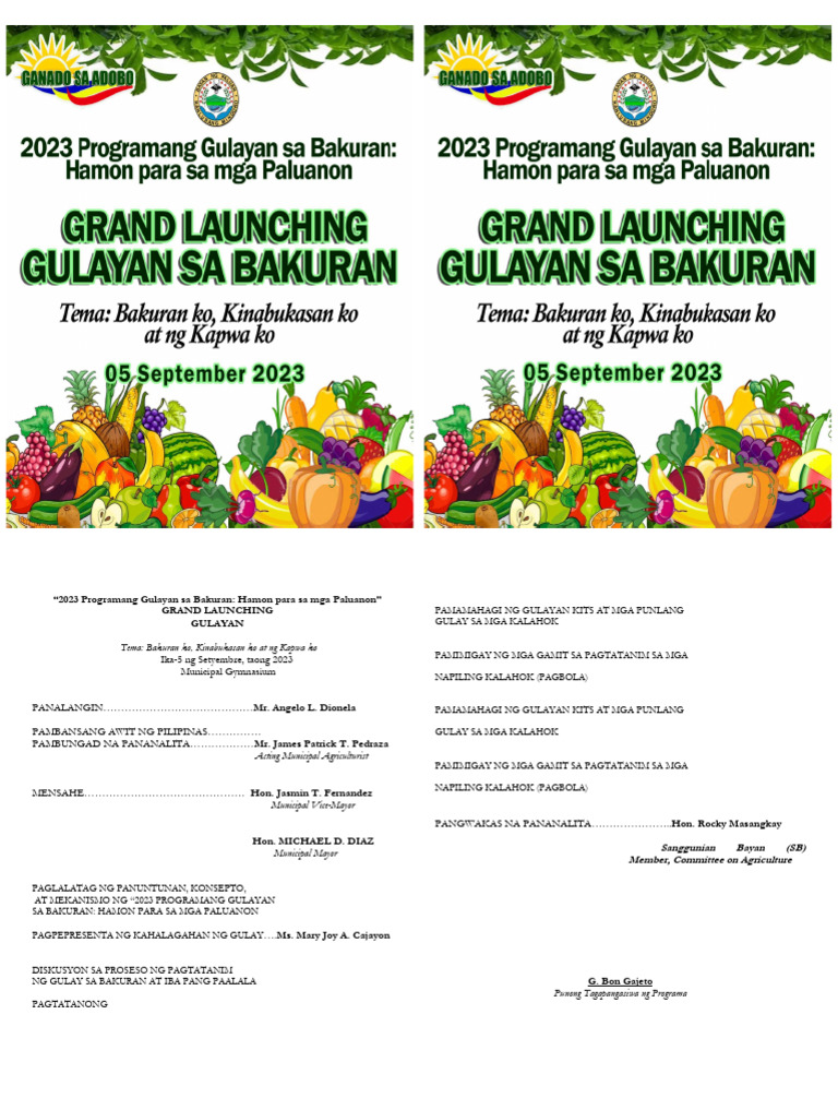 F 2023 Programang Gulayan Sa Bakuran | PDF