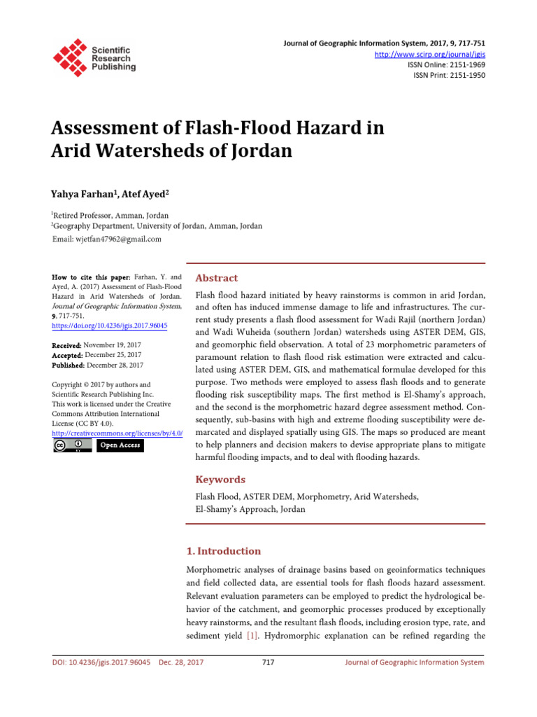 Assessment of Flash-Flood Hazard in Arid Watersheds of Jordan | Download Free PDF | Flood ...