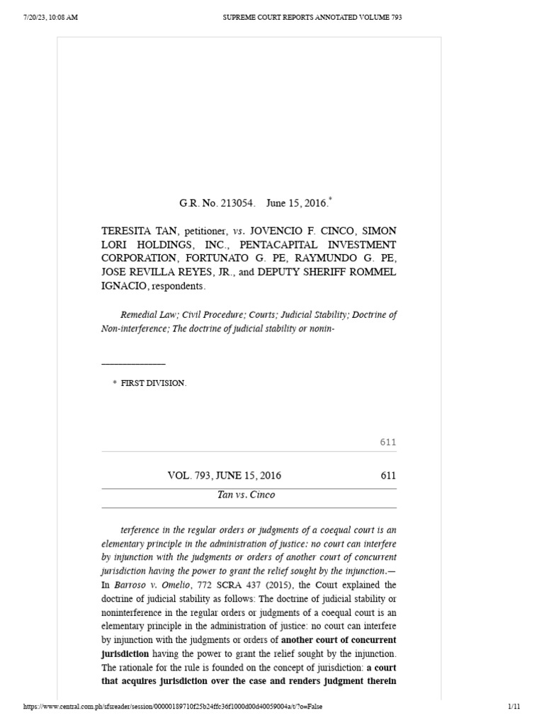Supreme Court Case: Tan vs. Cinco | PDF | Jurisdiction | Nullification ...