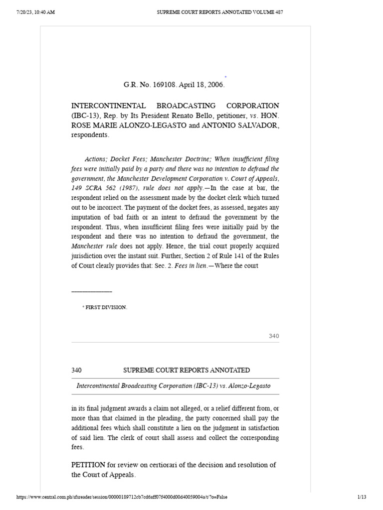 Intercontinental Broadcasting Corp. (IBC-13) v. Alonzo Legasto, G.R. No ...