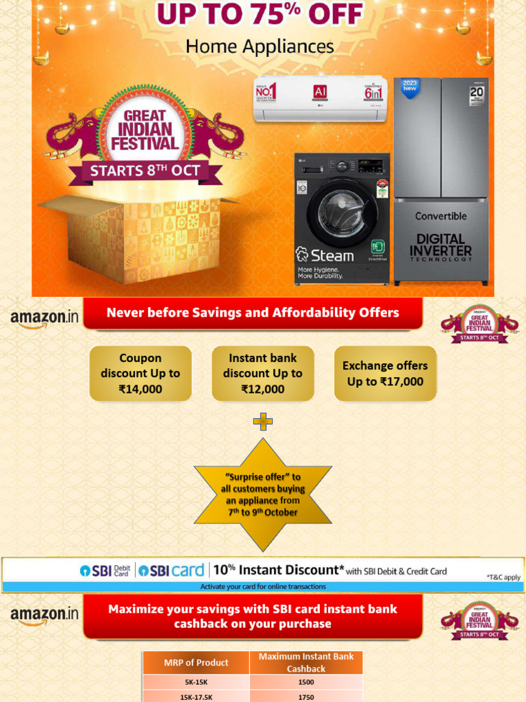 Amazon Great Indian Festival Offers | PDF | Home Appliance | Washing ...
