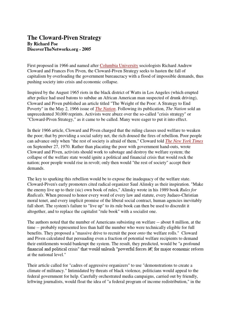 The Cloward Piven Strategy | Download Free PDF | Government