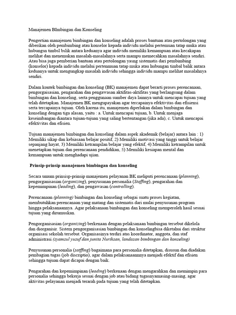Manajemen BImbingan Dan Konseling Di Sekolah | PDF