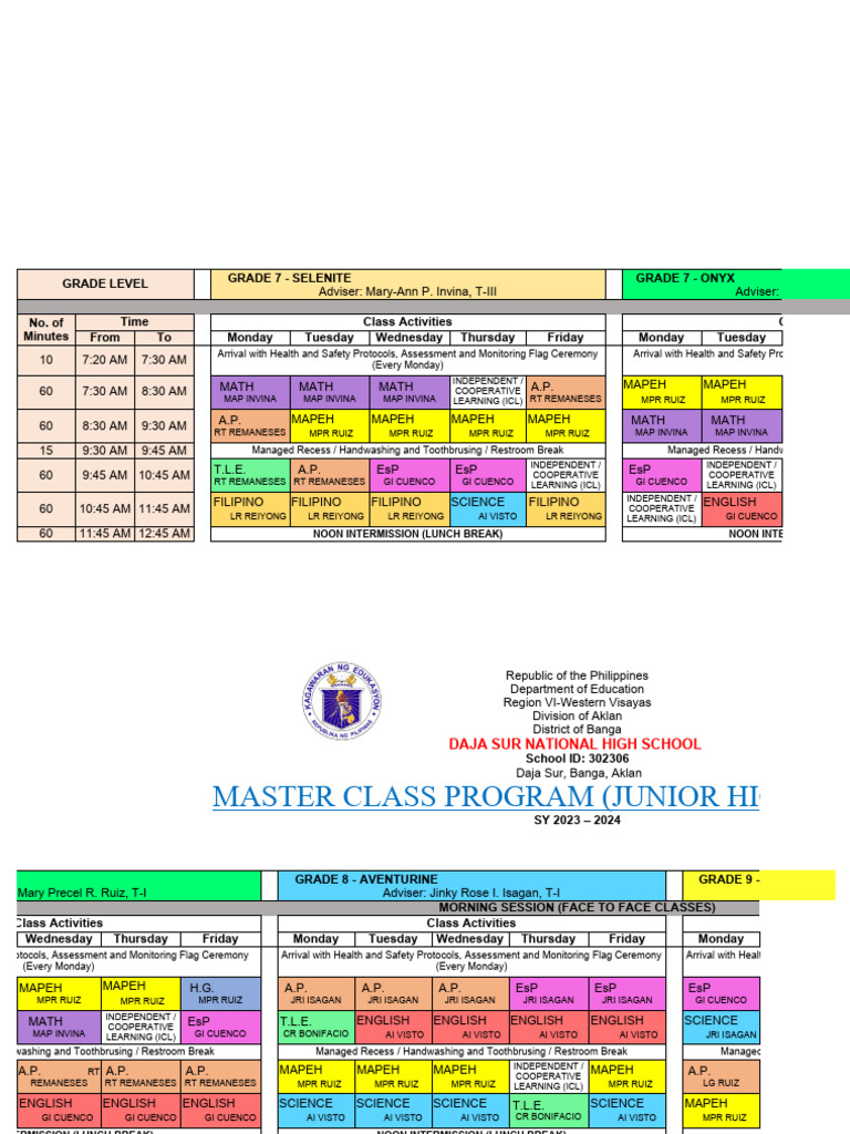 Master Class Program Sy2023-2024 | PDF | Educational Organizations | Educational Institutions