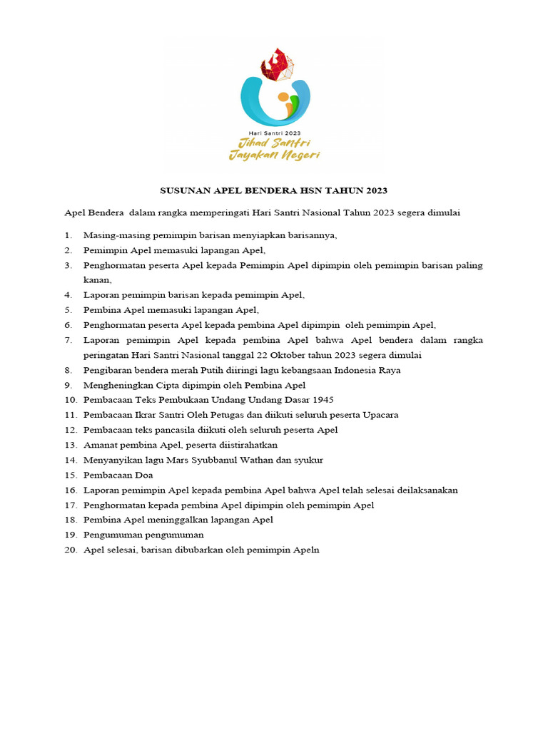 Protokol Upacara HSN 23 | PDF | Perjalanan