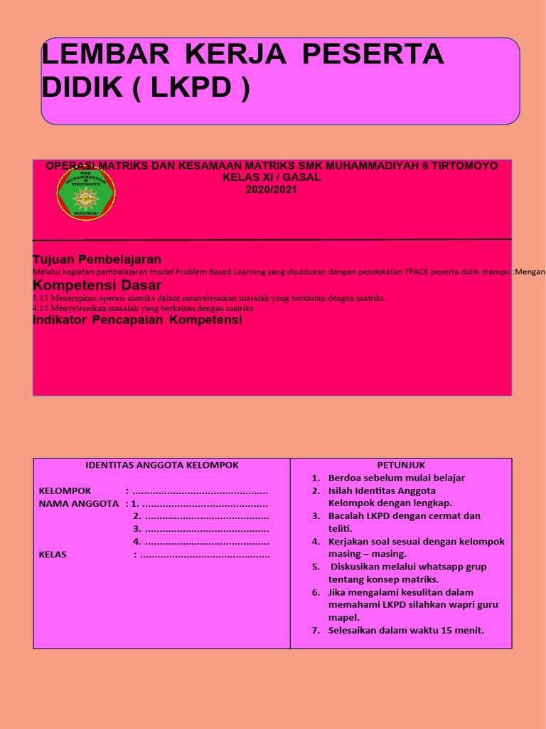 LEMBAR KERJA PESERTA DIDIK ( LKPD ) | PDF