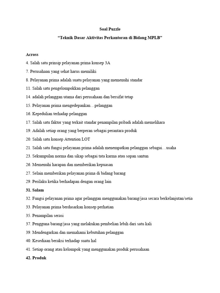 Soal Puzzle Dan Kunci Jawaban | PDF