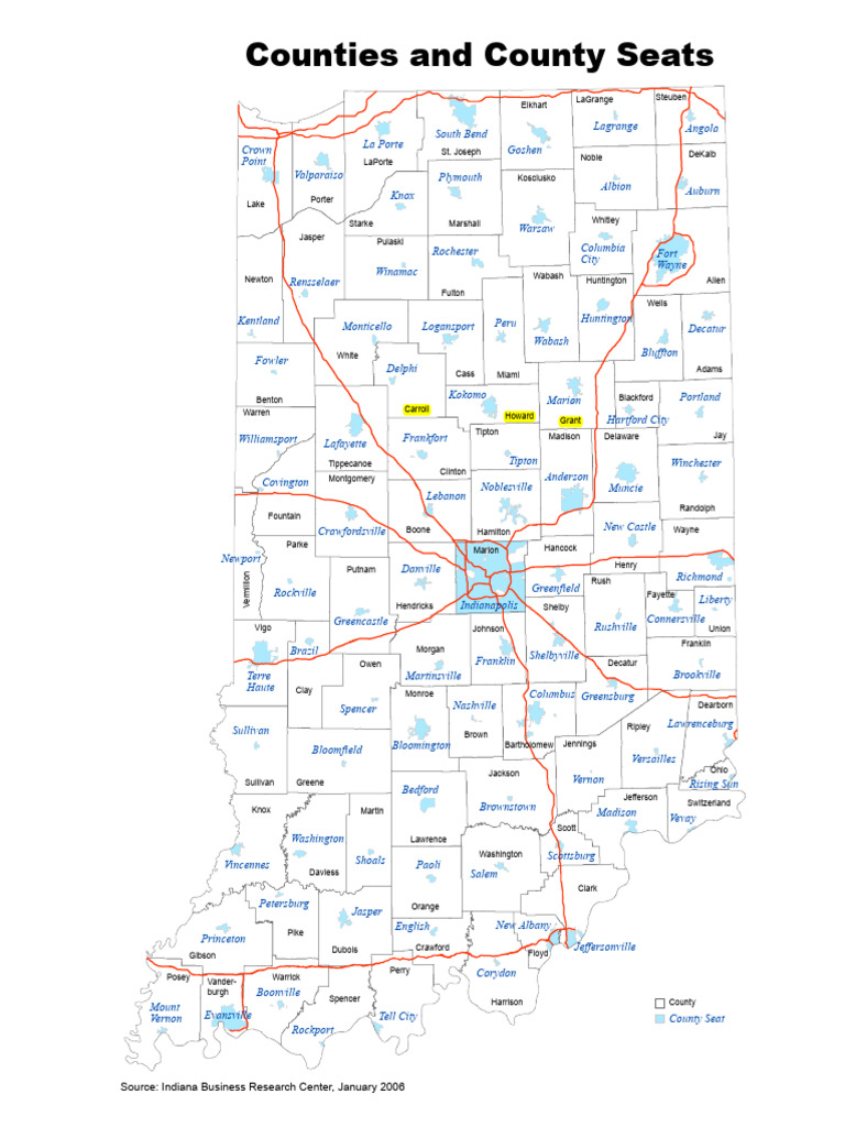 Indiana Counties and County Seats | PDF | Indiana | Contiguous United ...