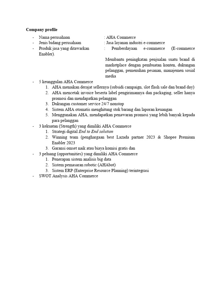 AHA E-Commerce Enabler | PDF | Bisnis | Pengelolaan Keuangan & Uang